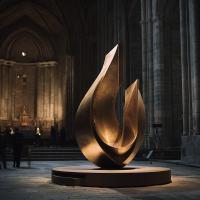China Custom Curved Bronze Sculpture Abstract Brass Statue 220CM H for Indoor Decoration for sale