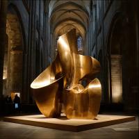 China Custom Curved Bronze Sculpture Abstract Brass Statue 220CM H for Indoor Decoration for sale
