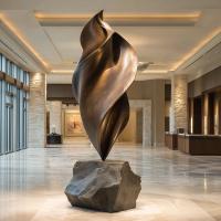 China Minimalist Abstract Tornado Bronze Sculpture 180cm H Custom Lost Wax Casting Art for Hotel Lobby Decoration for sale