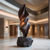China Minimalist Abstract Tornado Bronze Sculpture 180cm H Custom Lost Wax Casting Art for Hotel Lobby Decoration for sale