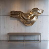 China Antique Finish Bronze Relief Modern Abstract Brass Wall Sculpture 180CM L Custom for sale