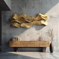 China Antique Finish Bronze Relief Modern Abstract Brass Wall Sculpture 180CM L Custom for sale