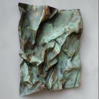 China Custom Crinkled Paper Bronze Relief Metal Wall Art 160CM H for Home Decor for sale