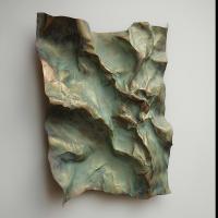 China Custom Crinkled Paper Bronze Relief Metal Wall Art 160CM H for Home Decor for sale