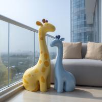 China Cartoon Giraffe Fiberglass Resin Sculpture 100cm H Painted Finish Indoor Ornament for sale