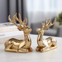 China Custom Luxury Golden Deer Resin Sculpture 20cm H Home Decoration Animal Art for sale