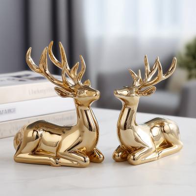 China Custom Luxury Golden Deer Resin Sculpture 20cm H Home Decoration Animal Art for sale