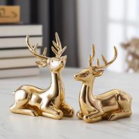 China Custom Luxury Golden Deer Resin Sculpture 20cm H Home Decoration Animal Art for sale