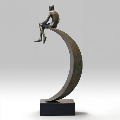 China Bronze Table Top Lunar Seated Figure Sculpture 35CM H Antique Finish Indoor Art for sale