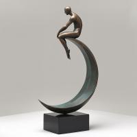 China Bronze Table Top Lunar Seated Figure Sculpture 35CM H Antique Finish Indoor Art for sale