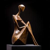 China Abstract Bronze Female Figure Statue Art Sculpture 30CM H for Hotel Decor for sale