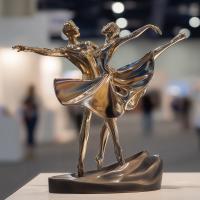 China Electroplated Silver Resin Dancer Sculpture 30CM Custom Home Decor Statue for sale