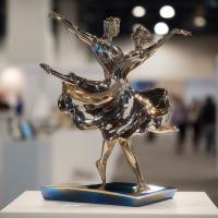 China Electroplated Silver Resin Dancer Sculpture 30CM Custom Home Decor Statue for sale
