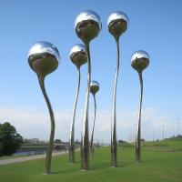 China Stainless Steel Abstract Sphere Garden Sculpture 400CM H Mirror Polished Urban Art for Park Decoration for sale