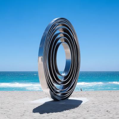 China Mirror Polished Stainless Steel Circular Outdoor Sculpture 200CM Custom Size for sale