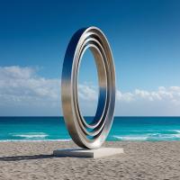China Mirror Polished Stainless Steel Circular Outdoor Sculpture 200CM Custom Size for sale