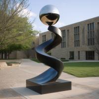China Abstract Painted Spiral Stainless Steel Sculpture 180cm H for School Decoration for sale