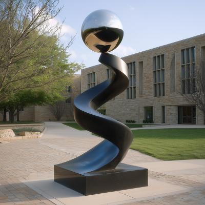 China Abstract Painted Spiral Stainless Steel Sculpture 180cm H for School Decoration for sale