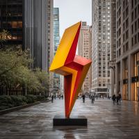 China Large Stainless Steel Lightning Sculpture 600cm H Painted Finish Outdoor Art for sale