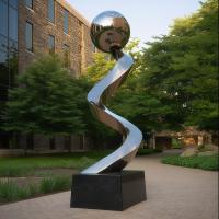 China Abstract Painted Spiral Stainless Steel Sculpture 180cm H for School Decoration for sale