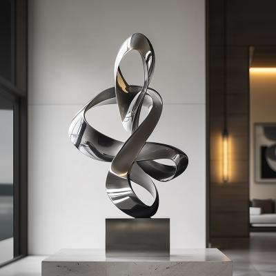 China Mirror Polished Stainless Steel Abstract Sculpture 180cm H for Hotel Lobby Decoration for sale