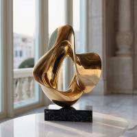 China Gold Electroplated Stainless Steel Hotel Sculpture 30CM H Custom Lobby Decor for sale