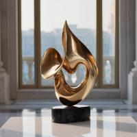 China Gold Electroplated Stainless Steel Hotel Sculpture 30CM H Custom Lobby Decor for sale