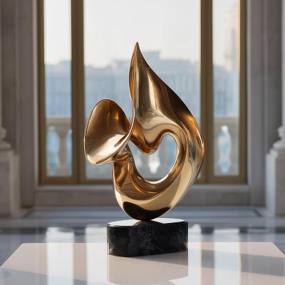 China Gold Electroplated Stainless Steel Hotel Sculpture 30CM H Custom Lobby Decor for sale