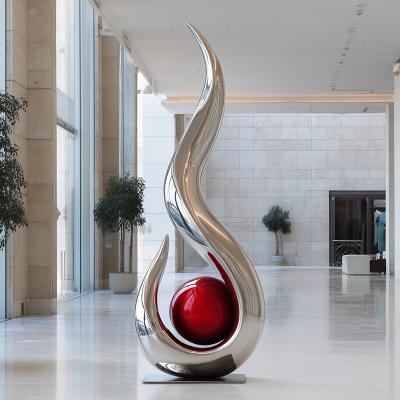 China Stainless Steel Flame Sphere Sculpture 250cm H Customizable Hotel Art for sale