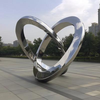 China Custom Stainless Steel Ring Sculpture 180cm H Mirror Polished Public Art for sale