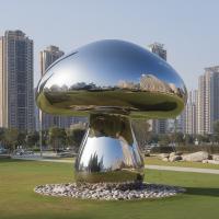 China Mirror Polished Stainless Steel Large Mushroom Garden Sculpture 260CM H Outdoor Decor for sale