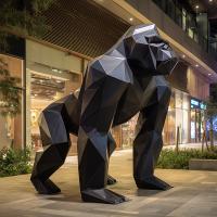 China Geometric Gorilla Public Art Sculpture Stainless Steel 320CM H Customizable Urban Decor for sale
