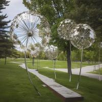 China Stainless Steel Dandelion Garden Sculpture 200CM H Customizable Mirror Polished Park Decor for sale