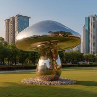 China Mirror Polished Stainless Steel Large Mushroom Garden Sculpture 260CM H Outdoor Decor for sale