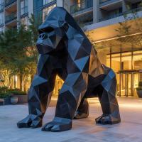 China Geometric Gorilla Public Art Sculpture Stainless Steel 320CM H Customizable Urban Decor for sale