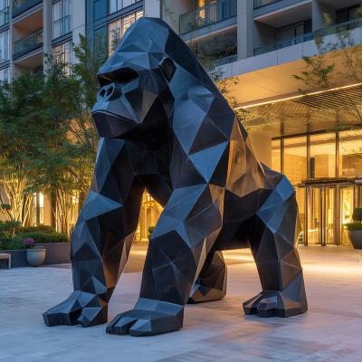 China Geometric Gorilla Public Art Sculpture Stainless Steel 320CM H Customizable Urban Decor for sale