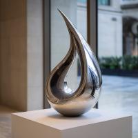 China Custom Abstract Stainless Steel Sculpture 50CM H Mirror Polished Metal Art for Home Decor for sale