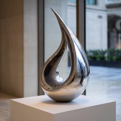 China Custom Abstract Stainless Steel Sculpture 50CM H Mirror Polished Metal Art for Home Decor for sale