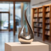 China Custom Abstract Stainless Steel Sculpture 50CM H Mirror Polished Metal Art for Home Decor for sale