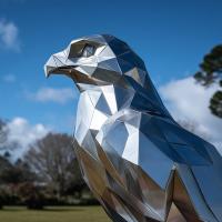 China Life Size Stainless Steel Eagle Sculpture 70CM H Outdoor Garden Art Metal Statue for sale
