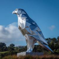 China Life Size Stainless Steel Eagle Sculpture 70CM H Outdoor Garden Art Metal Statue for sale