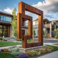 China Abstract Square Corten Garden Sculpture Modern Art 200CM H Custom Size Outdoor Decor for sale