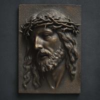 China Jesus Christ Bronze Relief Sculpture Wall Art 80CM H Antique Finish for Showroom Exhibition for sale