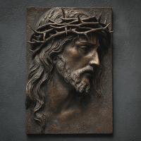 China Jesus Christ Bronze Relief Sculpture Wall Art 80CM H Antique Finish for Showroom Exhibition for sale