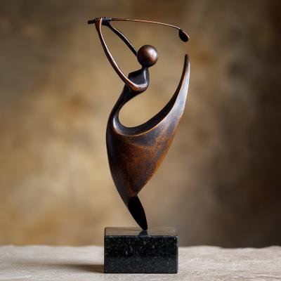 China Bronze Female Golf Sporting Figure Sculpture 38CM Antique Finish for Hotel Decor for sale