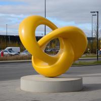 China Yellow Large Metal Outdoor Abstract Sculpture 200CM H Stainless Steel Public Art for sale