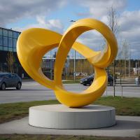 China Yellow Large Metal Outdoor Abstract Sculpture 200CM H Stainless Steel Public Art for sale