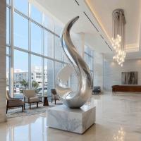 China Abstract Metal Silver Abstract Sculpture For Modern Hotel Display for sale