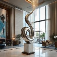 China 316L Stainless Steel Abstract Silver Sculpture 190CM H for Modern Hotel Display for sale