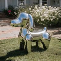 China Custom 316L Stainless Steel Cartoon Dog Sculpture 60cm for Home Office Decor for sale